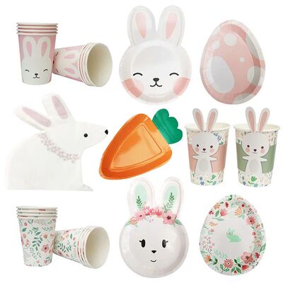 Happy Easter Decoration Bunny Rabbit Carrot Easter Eggs Pape