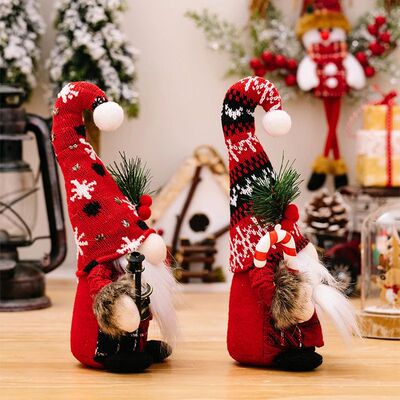 Christmas Plush Gnomes Dolls Red Knitted Suit Faceless Doll