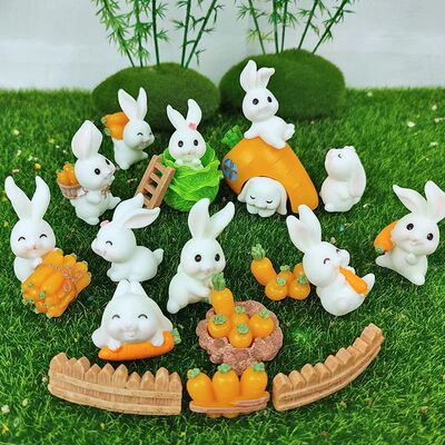 Christmas Easter Cute Rabbit Figurine DIY Landscape Home Kaw