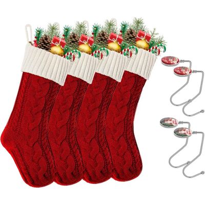 18 Inches Large Cable Knitted Christmas Stockings for Family