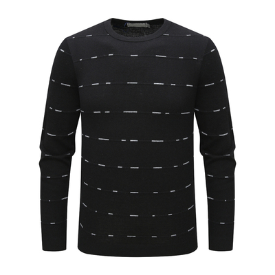 黑色提花羊毛衫舒适亲肤圆领