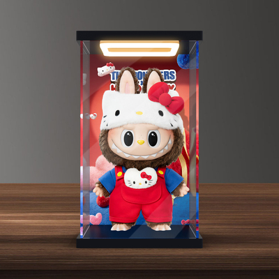 川帝适用泡泡玛特THE MONSTERS × HELLOKITTY搪胶公仔灯光展示盒