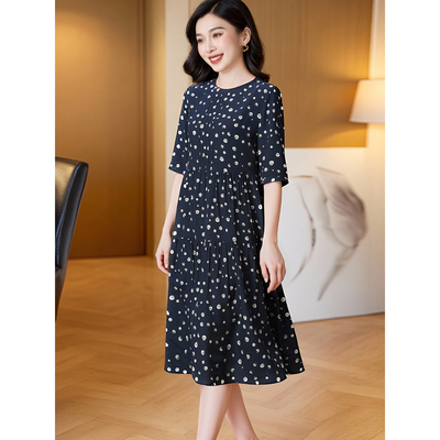 杭州真丝连衣裙高端女2025年夏季新款高端年轻妈妈气质桑蚕丝裙子