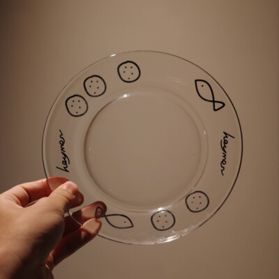 Heymen黑门五饼二鱼玻璃盘子