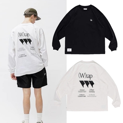 日系复古重磅宽松印花长袖T恤男