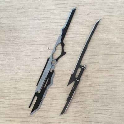1/12双刀武器 适配shf机娘女神装置改件figma6寸兵人散货模型配件