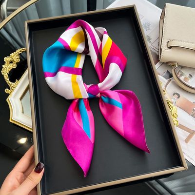 Square Silk Scarf for Women  Hair Bands Neckerchief Female S