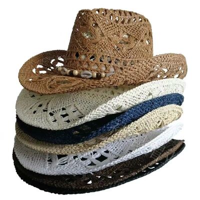 Summer Bohemian Shell Straw Hat Beach Women Men Cowboy Hats