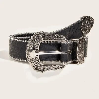 Western PU Leather Belt Western Cowboy Women Cowgirl Unisex