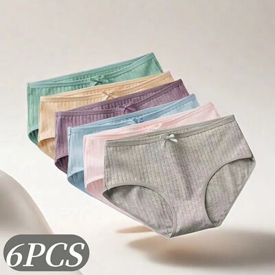 6Pcs/Set Women Cotton Panties Soft Breathable Briefs Sexy Li
