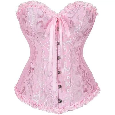 Women Corset Top Jacquard Overbust Bustier Victorian Sexy La