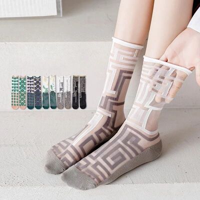 Socks Women Summer Ultra-thin Transparent Crystal Silk Socks