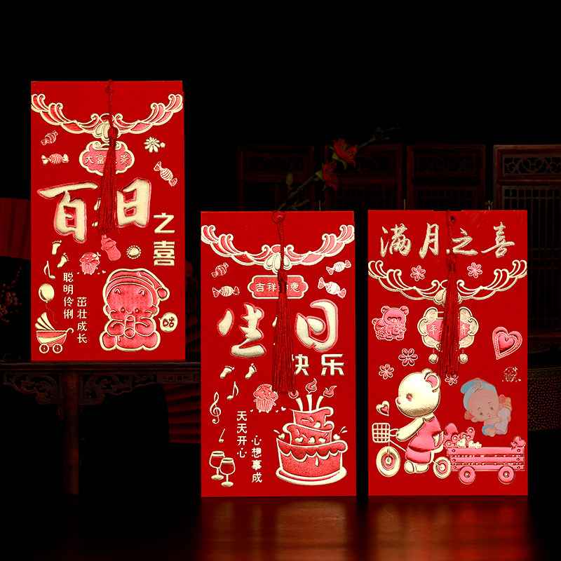 宝宝满月酒百日宴百天周岁请柬邀请函请帖小孩生日宴定制喜帖打印