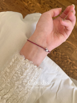 「红色弗拉明戈」新年红色饰品ruby红宝石色锆石镶嵌s925纯银手链