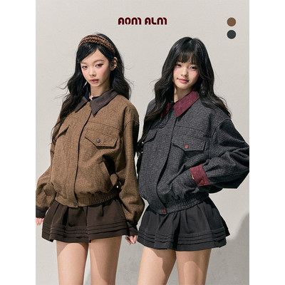 法式赫本风羊毛两件套裙格子外套