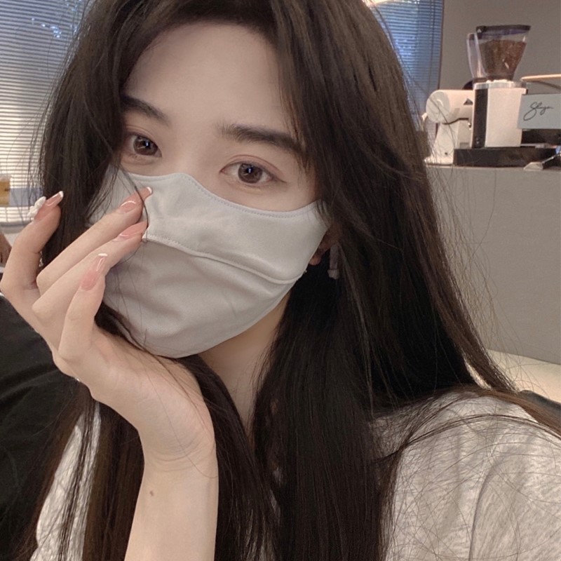 夏季面纱3d冰丝透气防晒口罩女开车护眼角防紫外线薄款遮阳面罩