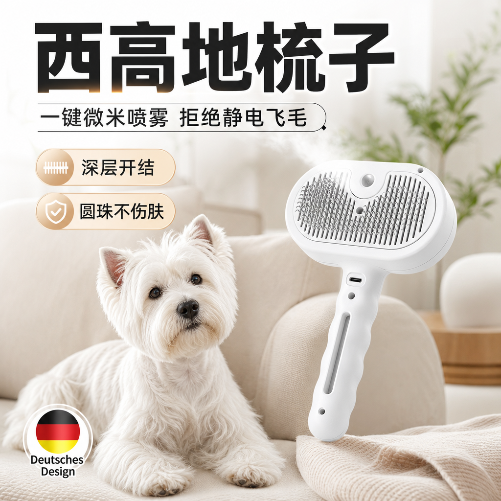 西高地梳子狗狗梳毛专用神器小狗洗澡长毛狗毛刷钉梳排梳宠物用品