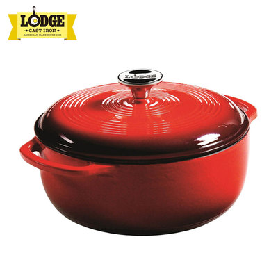 Lodge 珐琅铸铁锅 炖锅 汤锅煲饭锅 储热好密闭佳 红色4.4L