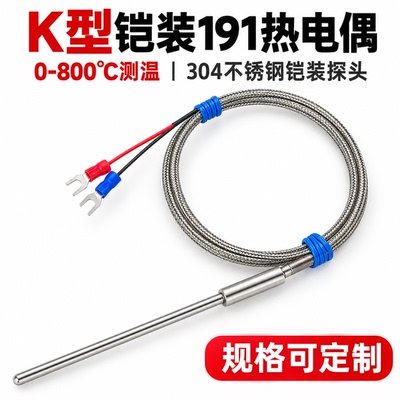 K型铠装热电偶WRNK-191高温探针电热偶Pt100/E/J/T温度传感器探头