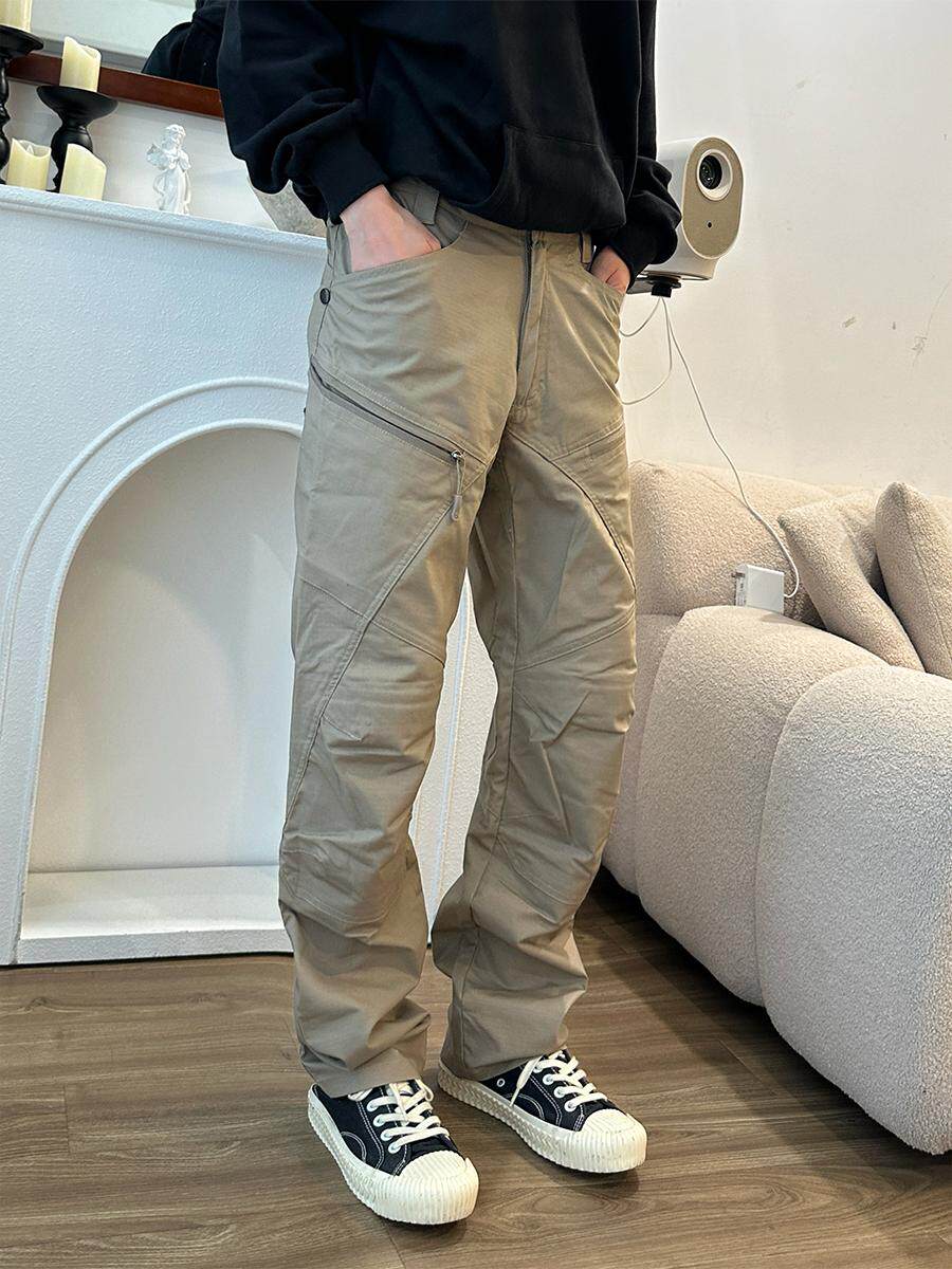 百尊美式户外修身直筒工装裤男高端时尚潮流多口袋休闲纯色长裤