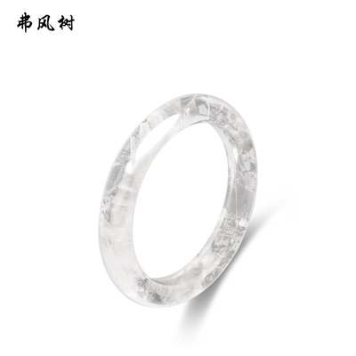 弗风树纯净白月光新中式通透梦幻飘花晶体显白高级感白水晶手镯