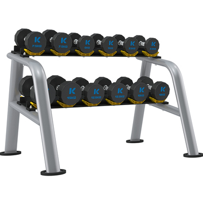 康强YLT-12T-105KG双层十二付哑铃套装健身房包胶环保哑铃 105KG