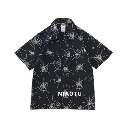 NIAOTU 19SS春夏新品 夏威夷 蜘蛛网 短袖衬衫 中村 非 visvim