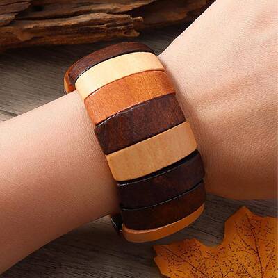 ethnic style 椰壳纯手工天然木质木片brlet Bohemia 木片brlet