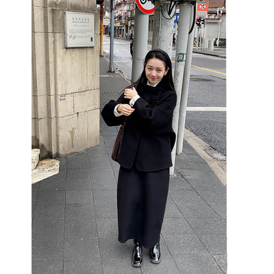 立体裁剪100%羊毛双面呢毛呢外套