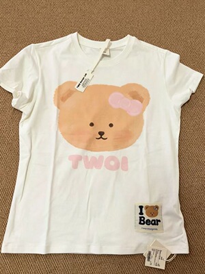 TWOI Design Lab 新款大头熊短袖t恤修身上衣美式半袖女ins潮