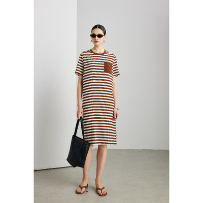 真丝条纹连衣裙ML-625