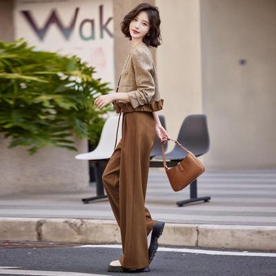 小香套装女春秋新款高级感轻ZYI88812熟风质气阔短款外套腿裤两件