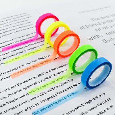 5 Roll 5 Colors Stickers Transparent Fluorescent Index Tabs
