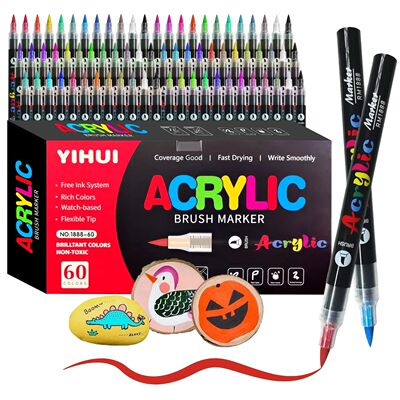 24/36/48 Colors Acrylic Paint Pens Markers Brush Tip Paint M