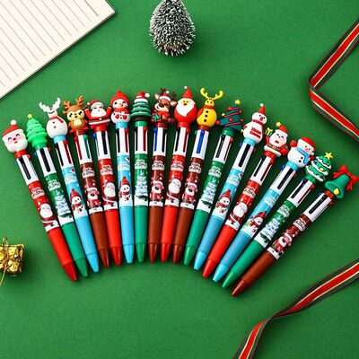 16Pcs new Christmas 4-color ballpoint pen Santa Claus Christ