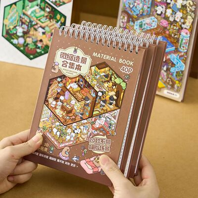 40Pcs 20in1 3D Landscape Stickers Collection Book Album Cart
