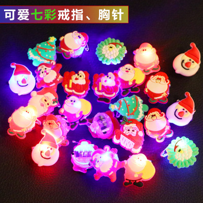 Luminous Christmas Ring Led Flashing Old Man Snowman Colorfu