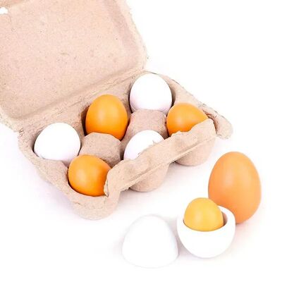 Kids 3/6pcs Wooden Artificial Egg Set Easter DIY Toy Wooden