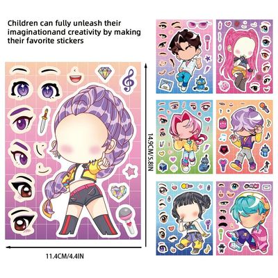 New 8/16/24Pcs Cute KPop Demon Hunters Puzzle Stickers Make