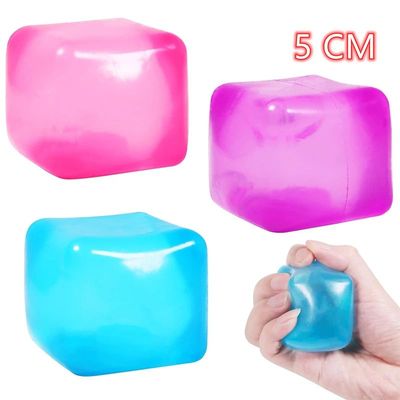 Ice Cube Shaped Fidget Toy Square Stress Relief Ball Squishy