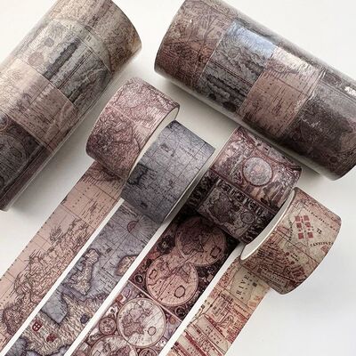 4Pcs Retro Washi Tapes Scrapbooking Map Decorative Adhesive