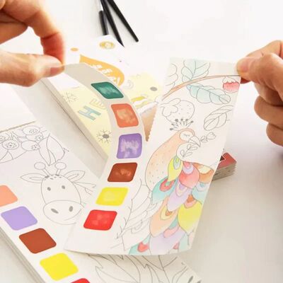 Kids Portable Watercolor Painting Book Paint With Water Brus