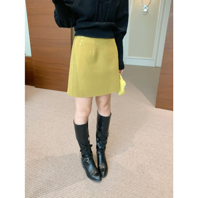甜辣多多 加厚呢料半裙女2026年秋冬韩系百搭高腰A字半身裙Z5138
