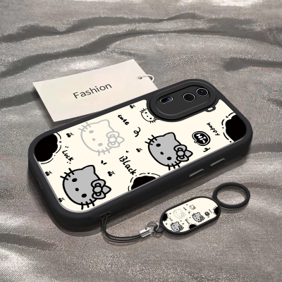 适用于OPPOReno11手机壳OPPOReno11Pro新款PJH110全包防摔保护套男女款oppo小清新可爱黑白猫咪头专用外壳