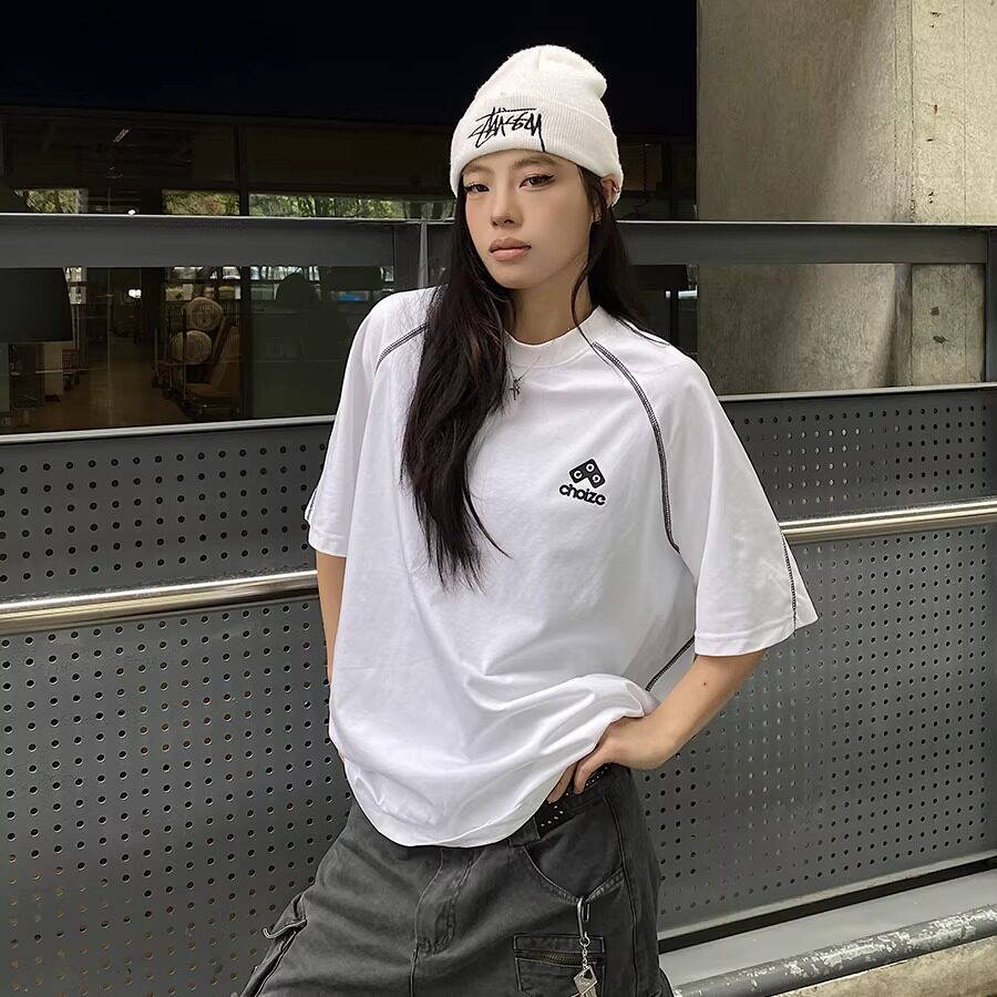 GGBAI 索罗娜圆领短袖T恤男女插肩凉感运动半袖百搭宽松情侣上衣