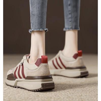 香港真皮Forrest Gump鞋女式厚底老爸鞋2024春秋季新款覆古百搭露