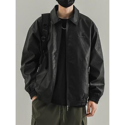 it neith BIAS潮牌皮衣夹克男ins潮流休闲宽松机车服加棉PU皮外套