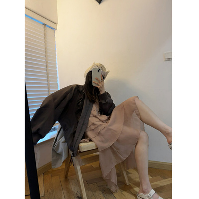 鬼鬼家正品韩代东大门春夏 法式荷叶边层次不规则裙摆吊带连衣裙