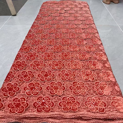 精致非洲亮片绣绒面蕾丝刺绣服装布料sequin velvet lace fabric