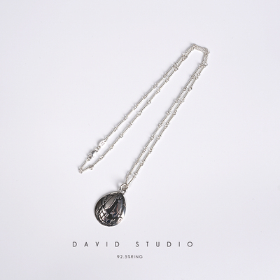 david纯银925纯银笑脸做旧情侣竹节项链 女款个性ins网红同款